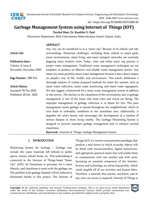 Pdf Garbage Management System Using Internet Of Things