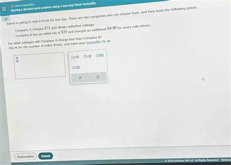 Solved Linear Inequalities Solving A Decimal Word Problem Using A Two