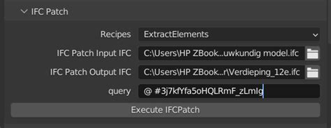 ifcpatch extractelements recipe for extracting elements with a specific