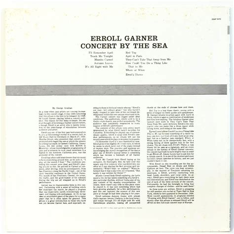 Erroll Garner Concert By The Sea Raw Music Store