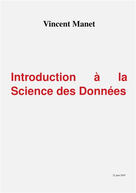 Pdf Introduction à La Science Des Données