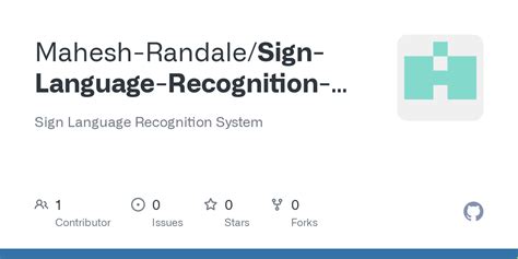 GitHub Mahesh Randale Sign Language Recognition System Sign Language