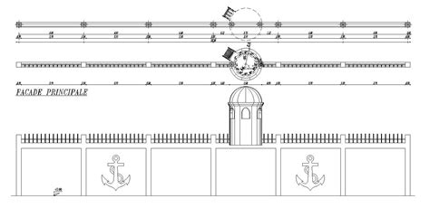2d Design Of Boundary Wall With Gatehouse Details Section And Elevation In Autocad Drawing Cad