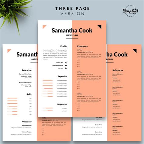 Female Cv Resume Template Cover Letter Modern And Feminine Resume Creative Resume Word