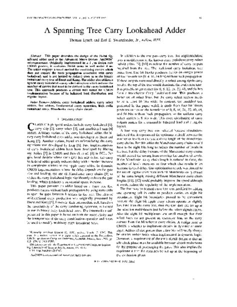 pdf a spanning tree carry lookahead adder