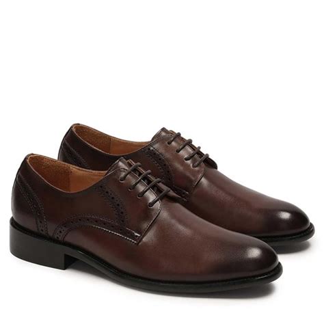 Buty Eleganckie Męskie Brązowe Kazar Sznurowane Na Wiosnę