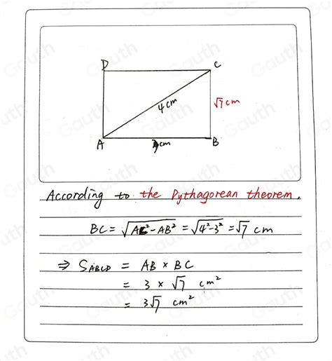 Solved A Rectangle ABCD In The Given Sides AB Cm And The Diagonal AC Cm Math