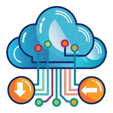 Cloud Computing Network With Download And Upload Icons Premium Ai Generated Vector