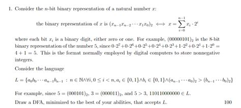 1 Consider The N Bit Binary Representation Of Studyx