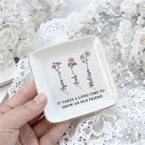 Personalized Friends T Custom Birth Month Floral Ring Dish Best