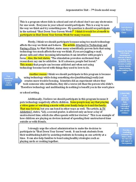 7th Grade Essay Writing