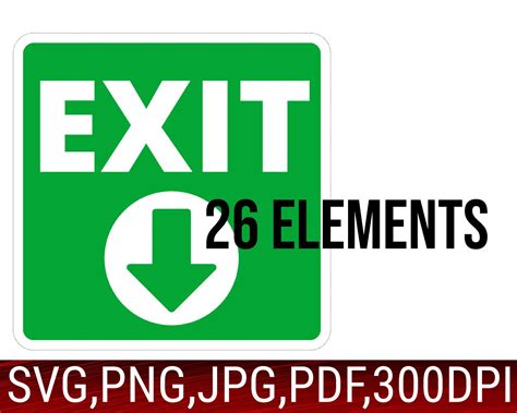 Exit Sign SVG Bundle Door Sign Emergency Poster SVG Etsy