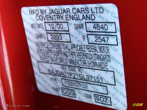 2001 Jaguar S Type 4 0 Color Code Photos