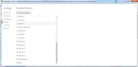 css responsiveness chrome inspector tool vs actual browser window stack overflow