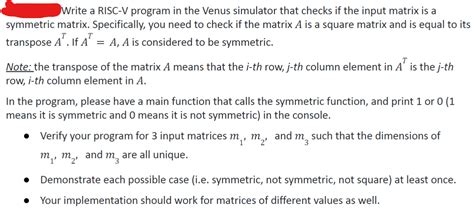 Solved Write A RISC V Program In The Venus Simulator That Chegg
