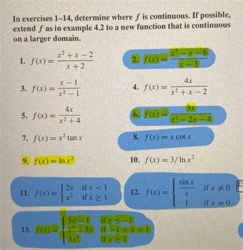 Solved In Exercises 1 14 Determine Where F Is Continuous