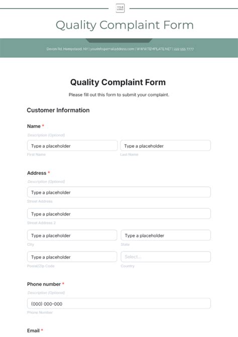 Free Complaint Form Templates To Edit Online