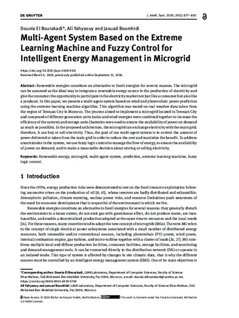 Pdf Multi Agent System Based On The Extreme Learning Machine And Fuzzy Control For Intelligent