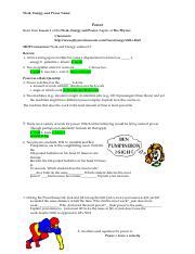 Power Pdf Work Energy And Power Name Power Read From Lesson 1 Of The Work Energy And Power