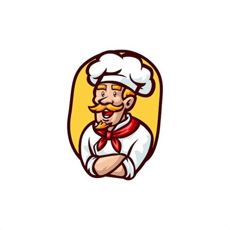 로고 셰프 마스코트 프리미엄 벡터