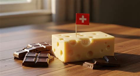 Swiss Cheese And Chocolate Culinary Delights Stock Illustration