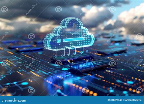 An 3d Render Of Cloud With Multiple Devices Connected To It Glowing Elements And Data