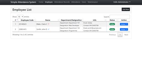 Employee Attendance Record System Using Php Free Source