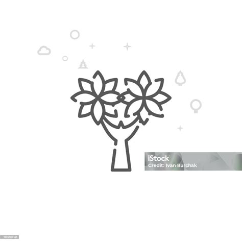 이국적인 낙 엽 나무 벡터 라인 아이콘 기호 그림 기호입니다 빛 추상적인 기하학적 배경입니다 편집 가능한 스트로크 0명에 대한 스톡 벡터 아트 및 기타 이미지 Istock