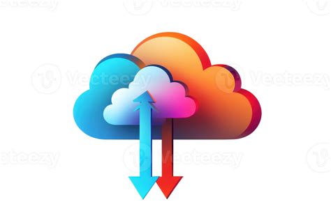 Colorful Cloud Illustration With Arrows Indicating Data Upload And Download Symbolizing Cloud