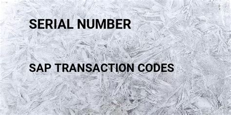 Serial Number Tcode In Sap Transaction Codes List