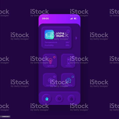 Iot Application Smartphone Interface Vector Template Mobile App Page Dark Design Layout Smart
