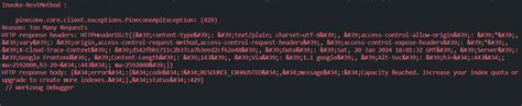 Pineconeapiexception 429 Reason Too Many Requests Support