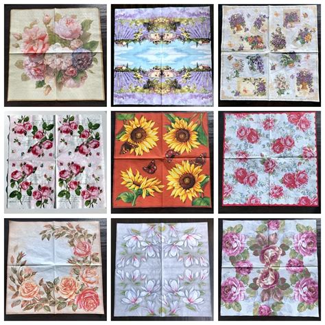 종이 냅킨 Decoupage 빈티지 꽃 냅킨 장식 꽃 종이 냅킨 1 종이일회용 파티 식기 Aliexpress