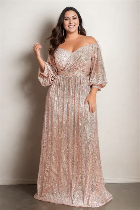 Zahra Plus Size Gold Off Shoulder Evening Dress Hello Curve