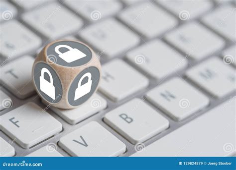 Cube With Lock Symbols On A Keyboard Stock Image Image Of Computing Code 129824879
