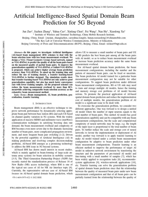 artificial intelligence based spatial domain beam prediction for 5g beyond pdf artificial