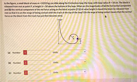 solved in the figure a small block of mass m 0 032 kg can slide along the frictionless loop