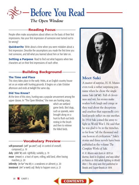 01 Glencoe Readers Choice Course 4 Se The Open Window Pdf Saki