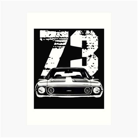 1973 Amx Amx Javelin Front View With Year Art Print For Sale By