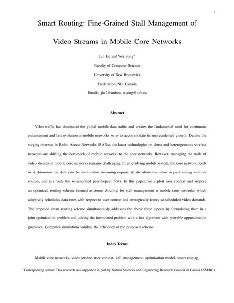 Pdf 1 Smart Routing Fine Grained Stall Management Of Video Wsongpublicationsjournals