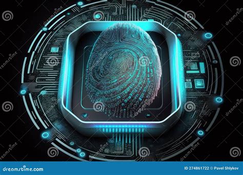 Fingerprint Sensor Futuristic Concept Stock Illustration