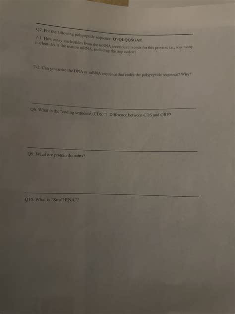 Solved Q7 ﻿for The Following Polypeptide Sequence