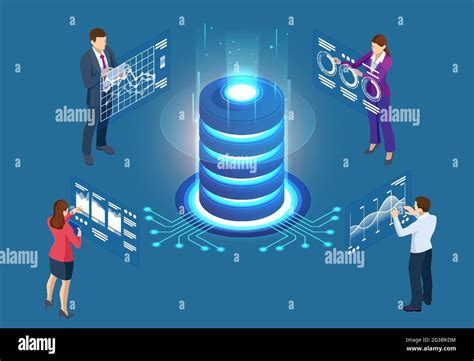 Isometric Cloud Computing Concept Represented By A Server With A Cloud