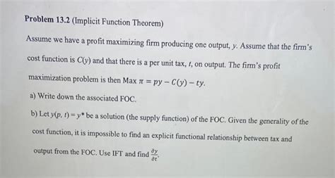 Solved Problem 132 Implicit Function Theorem Assume We