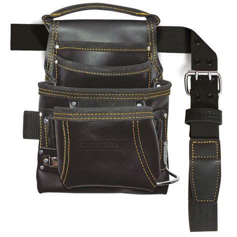Sitegear 10 Pocket Carpenters Top Grain Leather Nail And Tool Bag With