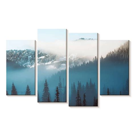 Elephant Stock Forest Morning Mist Wall Art Horizontal Multi Panel