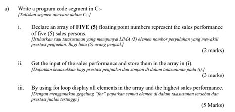 Solved A Write A Program Code Segment In C Tuliskan