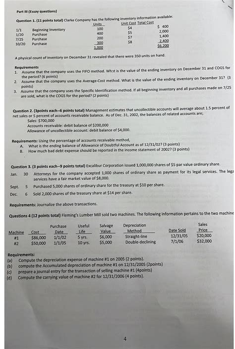 solved part iii essay questions question 1 11 ﻿points