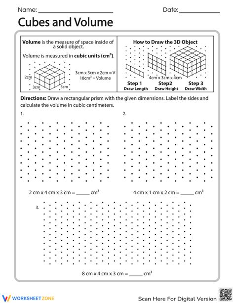 cubes and volume worksheet