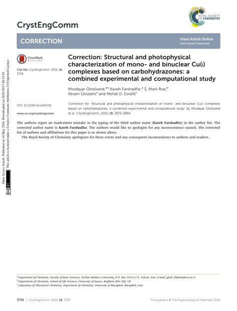 Pdf Correction Structural And Photophysical Characterization Of Mono And Binuclear Cui
